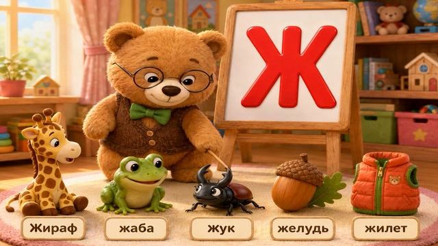 Учим букву Ж | Мишка учит алфавит | Развивающая песенка для малышей