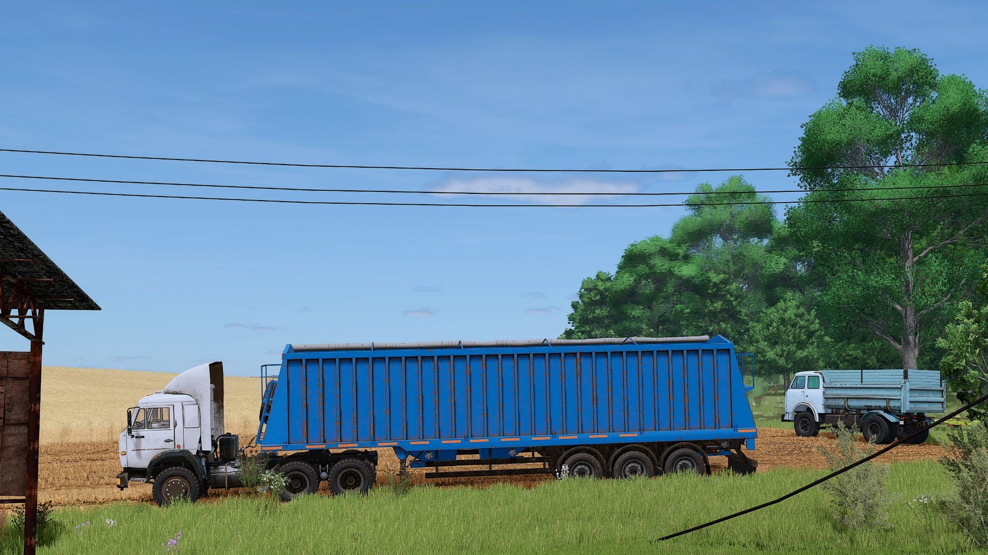 FS25 Журавлёво. Уборка ячменя Claas Lexion 670 / 770TT, Axion 850, КАМАЗ'ы, МАЗ, УРАЛ