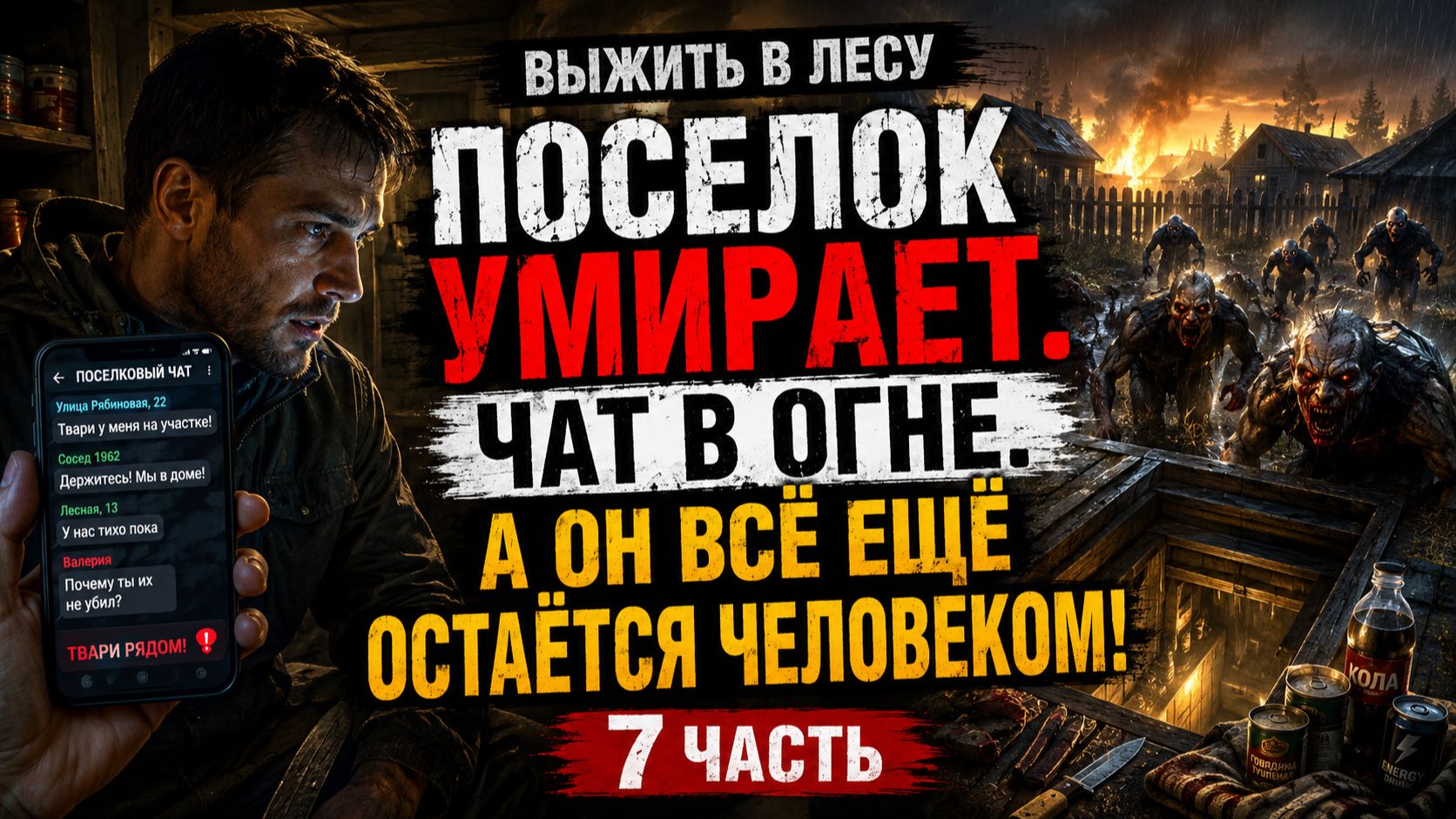 Выжить в Лесу: ПОСЕЛОК УМИРАЕТ. Чат В ОГНЕ. А ОН ВСЁ ЕЩЁ ОСТАЁТСЯ ЧЕЛОВЕКОМ!  7 Часть. Аудиокнига