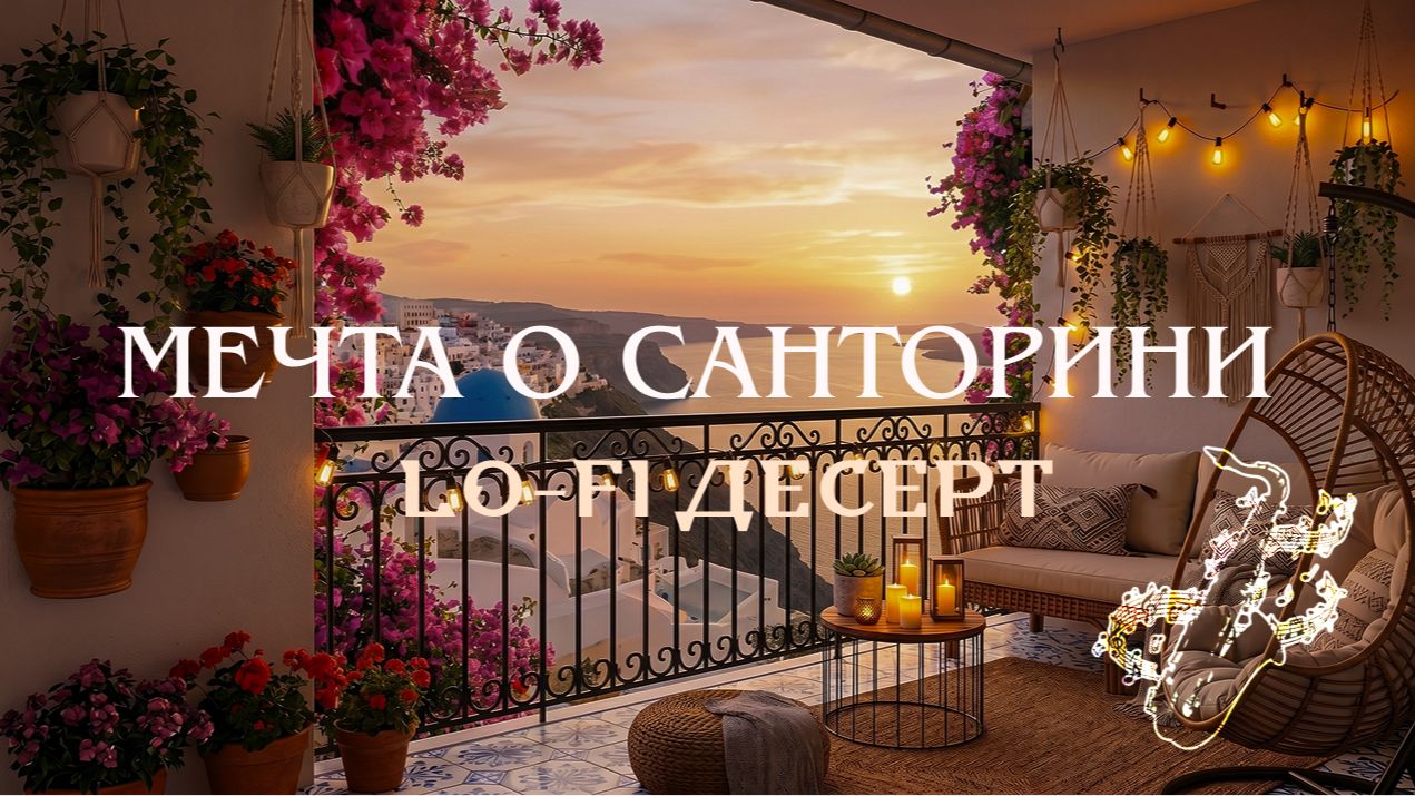 Блаженство средиземноморского заката  3 часа глубокого расслабления  Виды острова Санторини