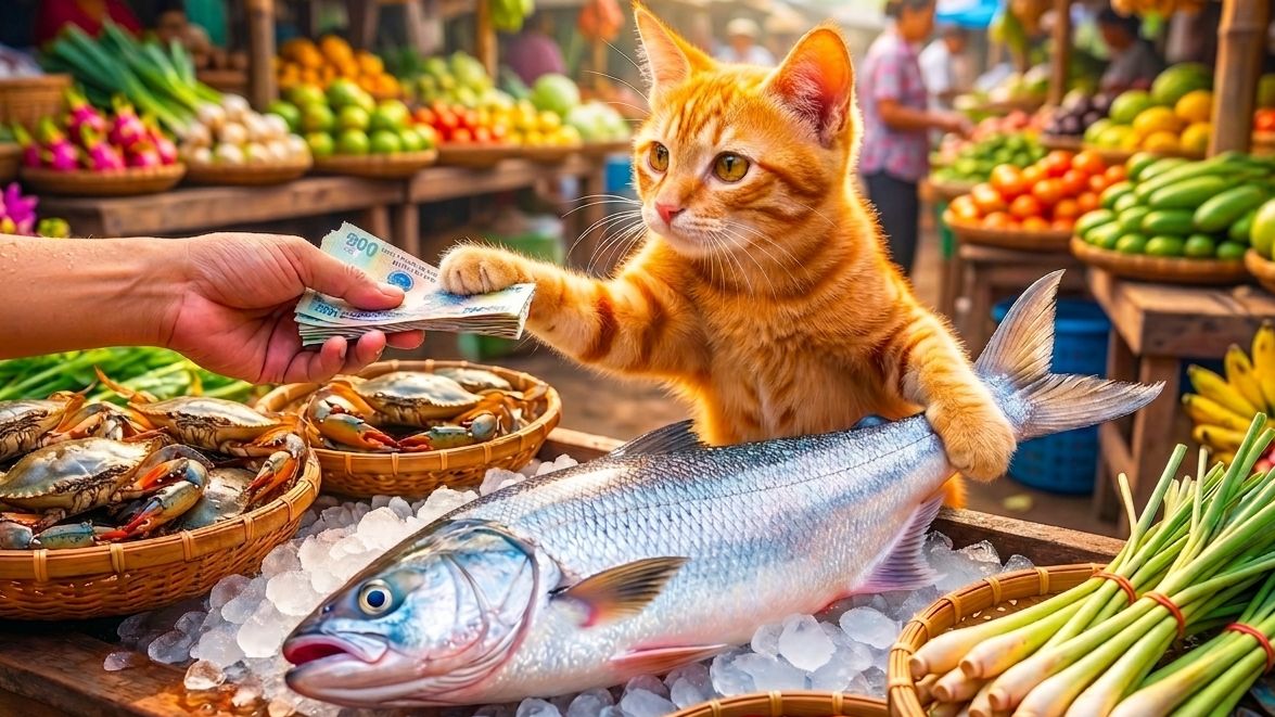 Мои Котята приготовили Запечённую Рыбу в Фольге с Овощами 🐱🐟🥕
