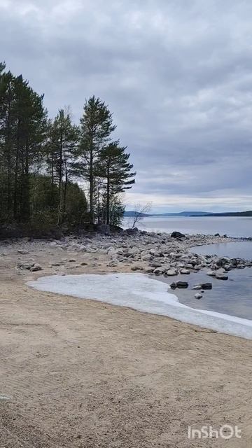 Весна на Севере. Песчаный пляж перед плотиной на р.Пиренга 23-05-2026