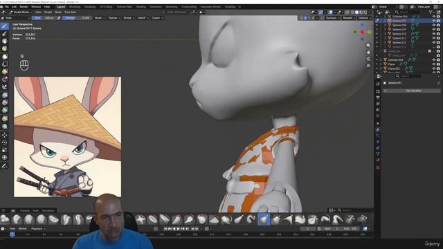 14. Working on the face and eyes