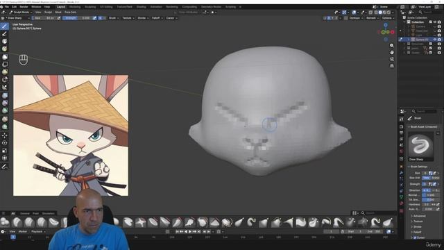 7. Sculpting rabbit head and ears