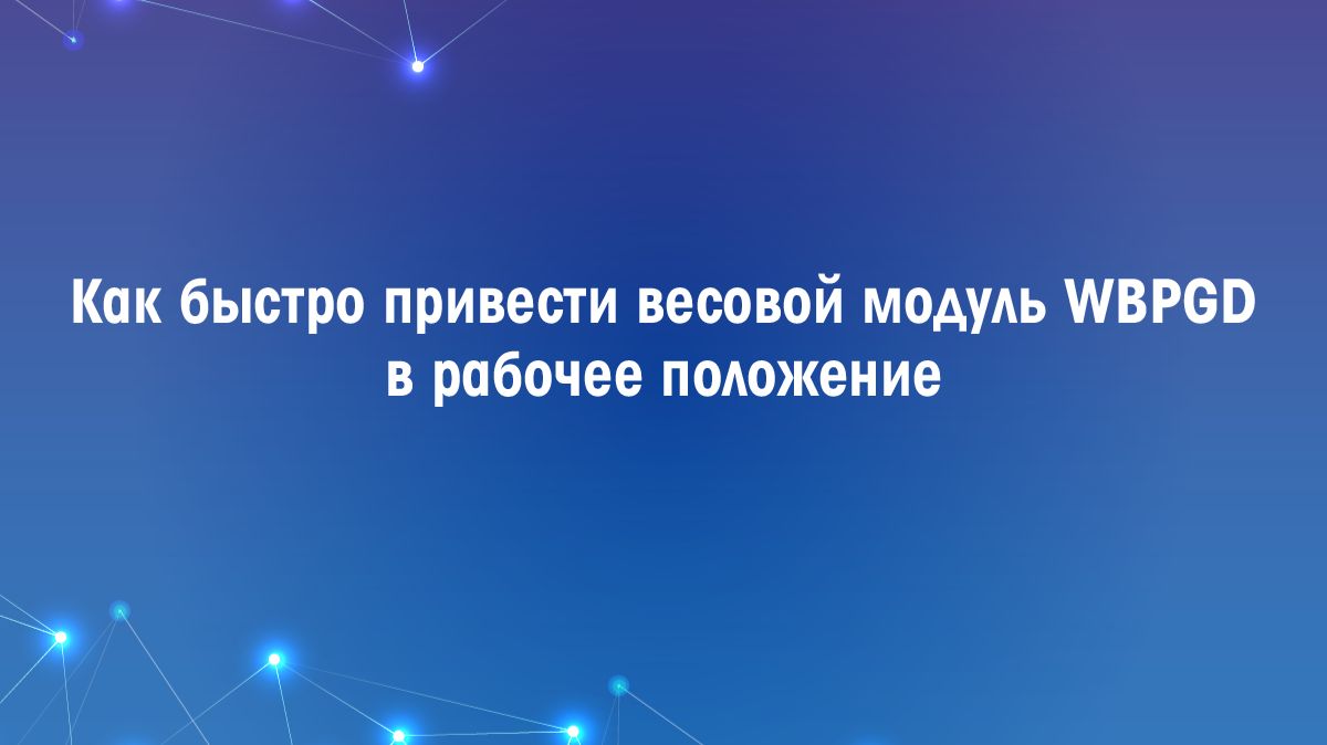 Как быстро привести весовой модуль WBPGD в рабочее положение