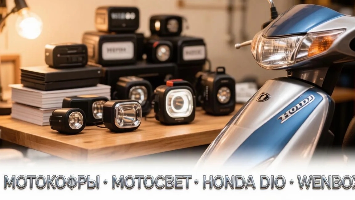 Мотокофр, мотосвет, Honda Dio, Wenbox.