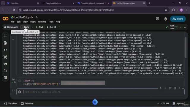 2.2.Первый вызов API с помощью DeepSeek