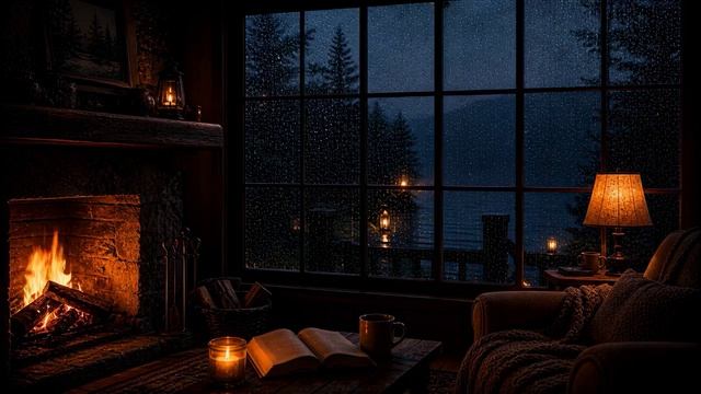 ДОЖДЬ И ЗВУК ГОРЯЩЕГО ОГНЯ 🌧️ звук дождя для сна, отдыха и глубокого расслабления с громом