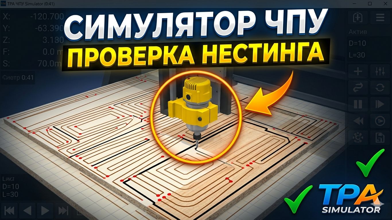 Нестинг Симуляция работы фрезерного станка с ЧПУ | Постпроцессор TPA и нестинг ЛДСП