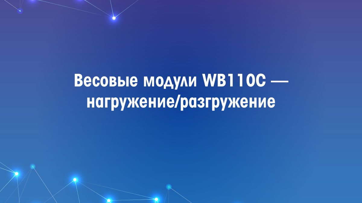 Весовые модули WB110C — нагружение/разгружение