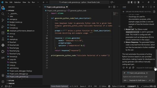 4.1.Понимание и объяснение кода с помощью Depseek