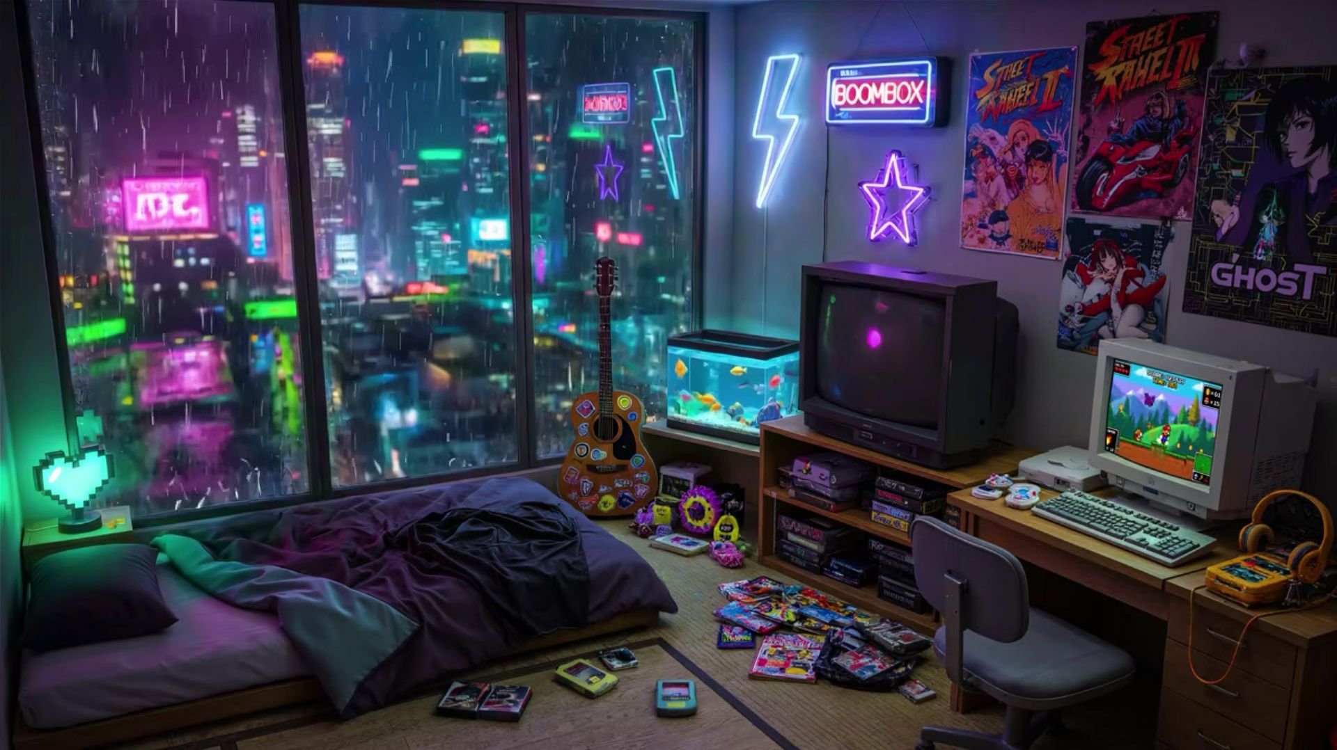 Дождливый неоновый Токио 90-х🌧️ Relaxing Lofi Beats for Relax, Sleep, Unwind
