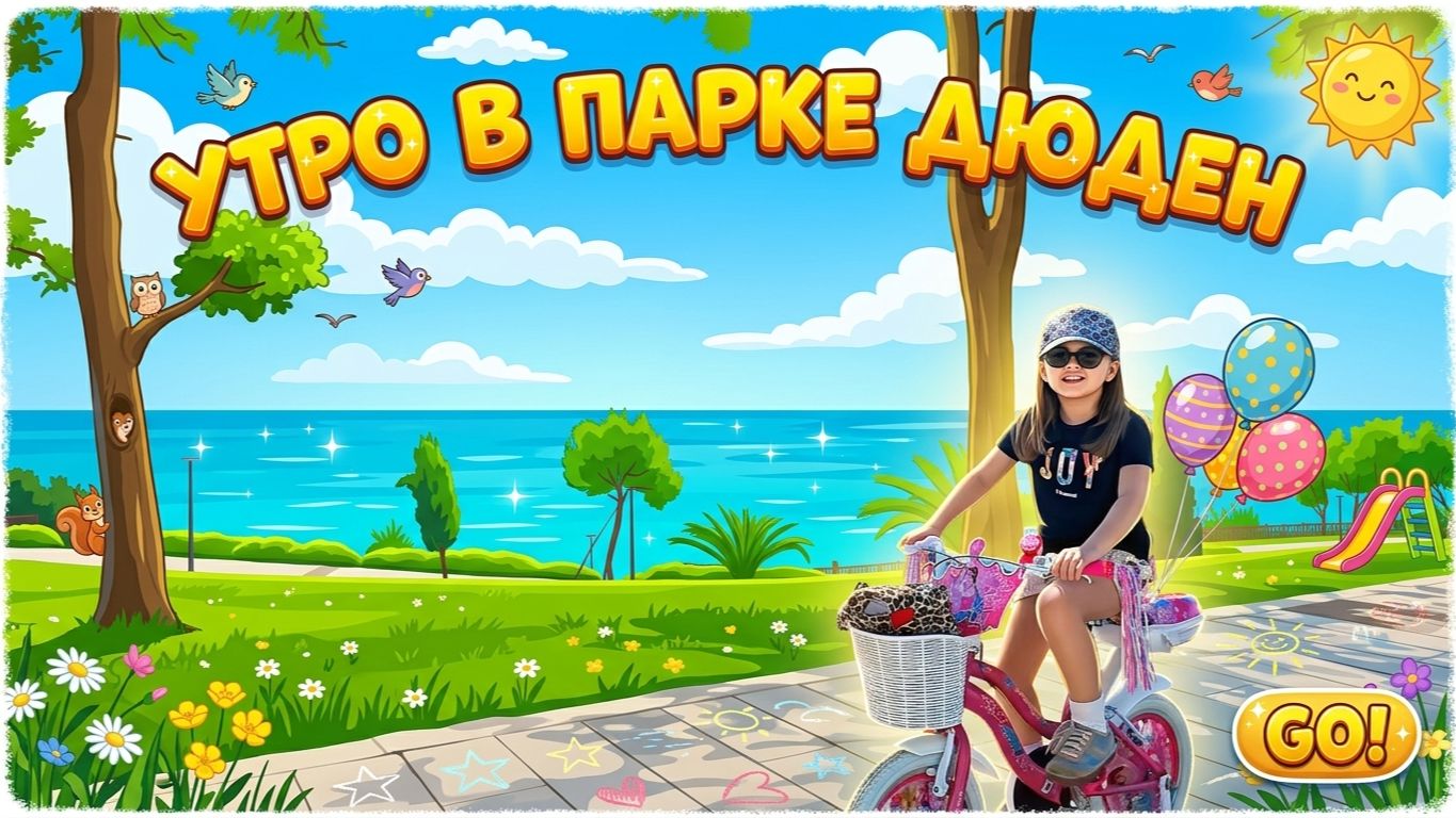 Утро в парке Дюден. #водопад, #парк, #велосипед, # кошечки, #цветы, # море, #иргы,# детская площадка