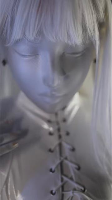 Full White Snake Zentai & Frosted Transparent Mask.