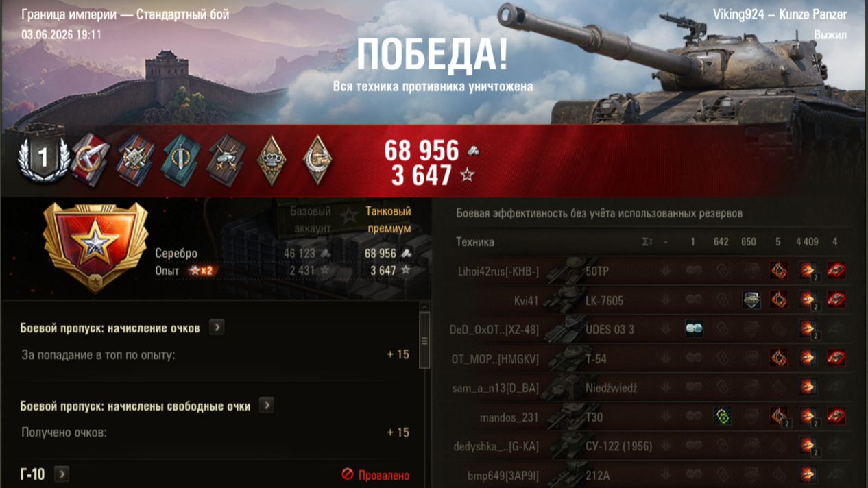 4 К Домага на Kunze Panzer так ещё и бой затащили.