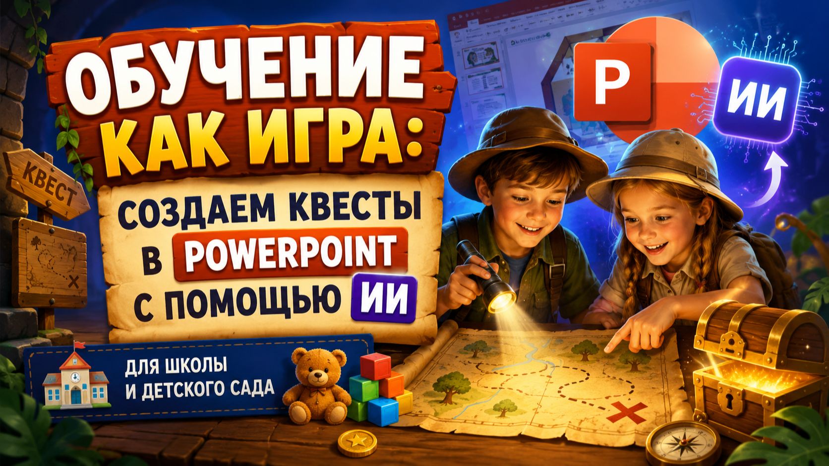 Как создавать интерактивные квесты в PowerPoint с помощью ИИ для школы и детского сада?