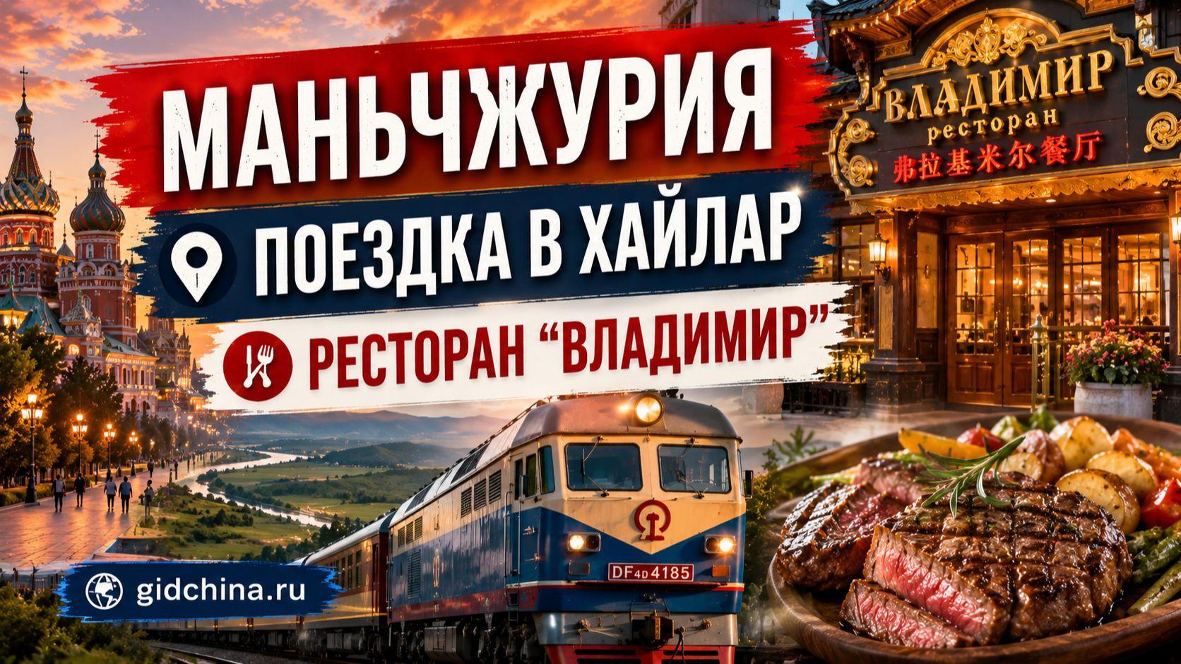 Маньчжурия, ресторан "Владимир", поездка в Хайлар, площадь Чингисхана