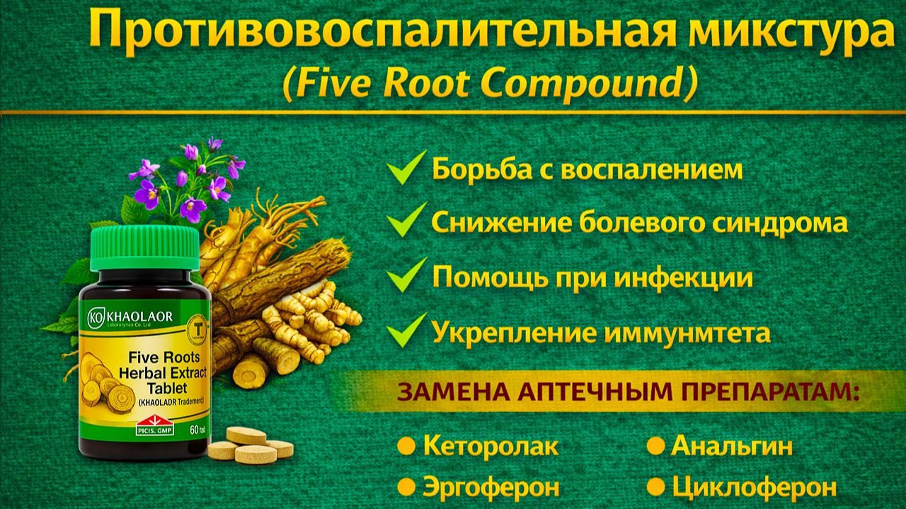 Противовоспалительная микстура (Five Root Compound) таблетки