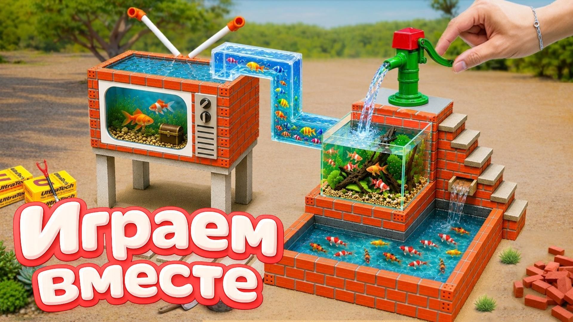 ИГРАЕМ ВМЕСТЕ В ИГРУШКИ ИЗ МУЛЬТИКОВ ДЛЯ ДЕТЕЙ 🏵️ СТРОИМ ИГРУШЕЧНЫЙ ФОНТАН СУПЕРГЕРОЯМИ №2
