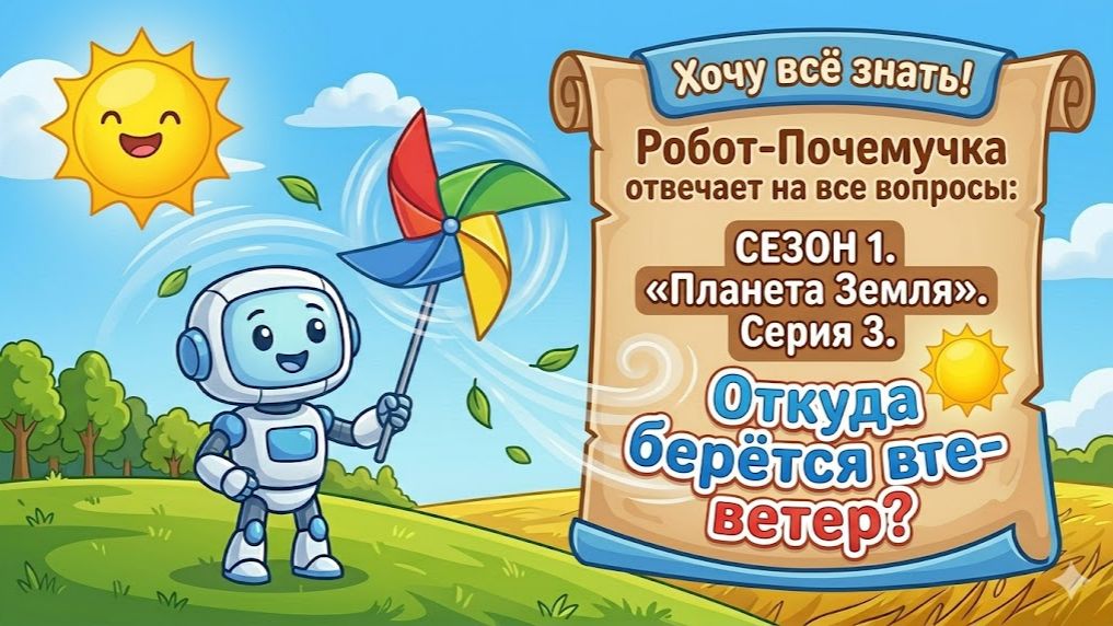 Хочу всё знать! Робот-Почемучка отвечает на все вопросы Серия 3. Откуда берётся ветер?