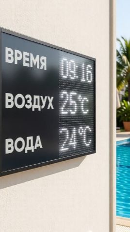 Табло с температурой воздуха и воды для бассейна 530*690мм уличное  ledmig.ru