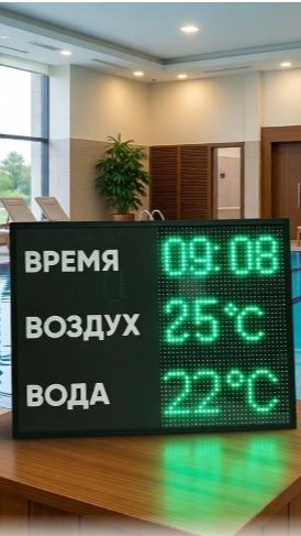Табло для бассейна температура воды и воздуха для санаторий, спа центров ledmig.ru