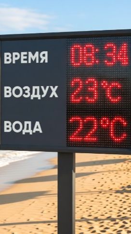 Информационное табло температура воды и воздуха для бассейна 530*690мм уличное ledmig.ru
