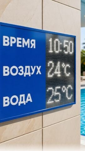 Табло светодиодное в бассейн температура воды и воздуха для помещения ledmig.ru