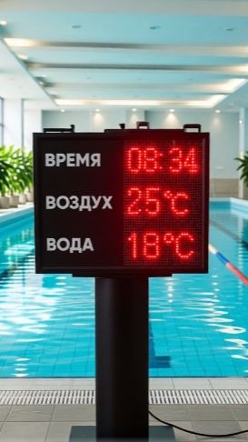 Табло для бассейна время, температура воды и воздуха для помещений ledmig.ru