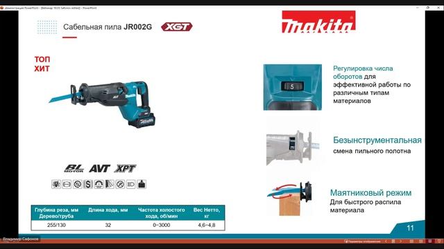 Вебинар Сабельные пилы Makita 2026