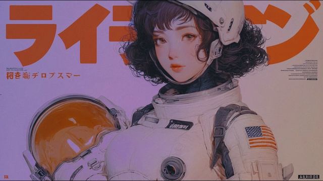 Synthwave Astronaut Exploring Cosmic Beats  Vapo