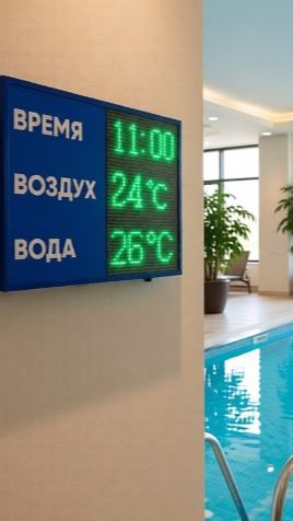 Табло в бассейн температура воды и воздуха для помещений ledmig.ru