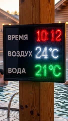 Табло светодиодное время, температура воды и воздуха ledmig.ru