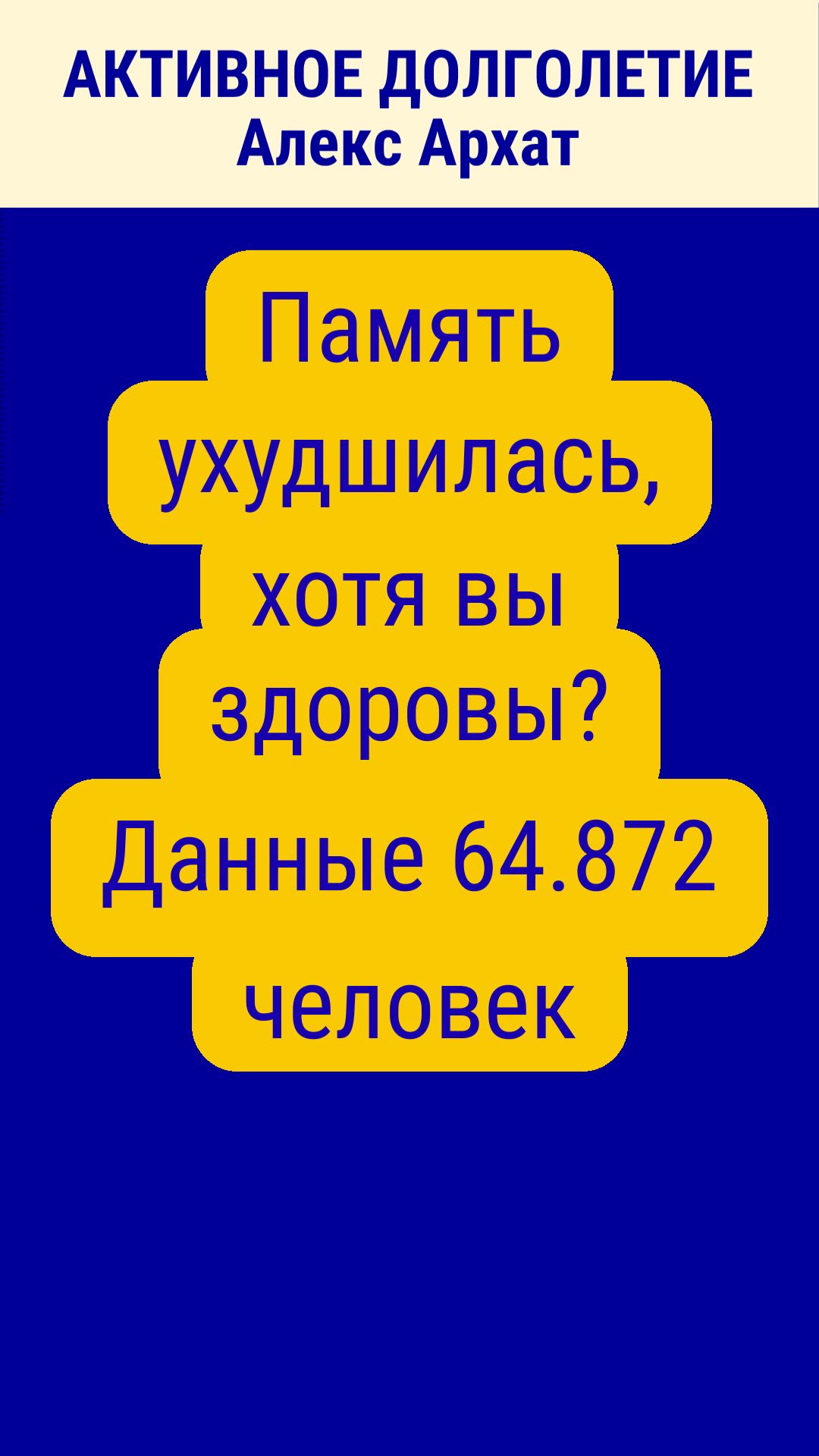 Память ухудшилась, хотя вы здоровы Данные 64.872 человек