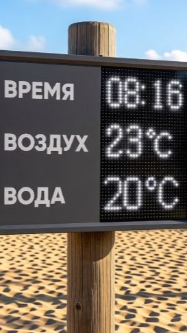 Информационное табло температура воды и воздуха для бассейна 530*690мм уличное ledmig.ru