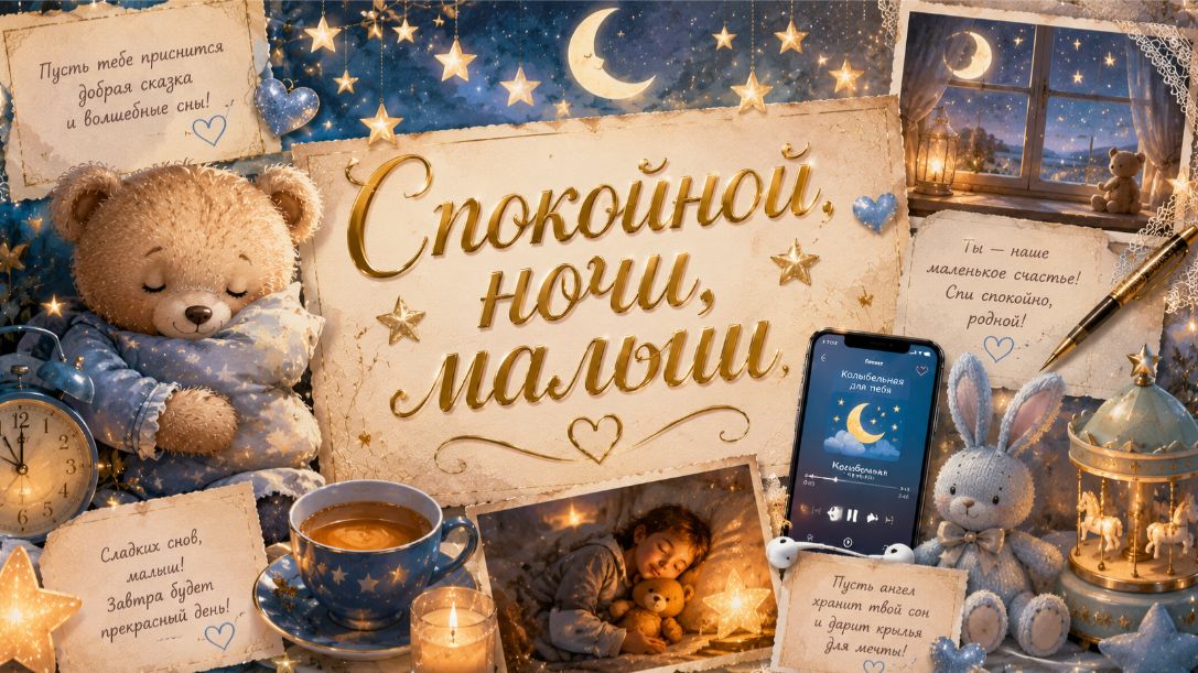 Спокойной ночи, малыш 🌙 Колыбельная для сладких снов | Музыкальная открытка