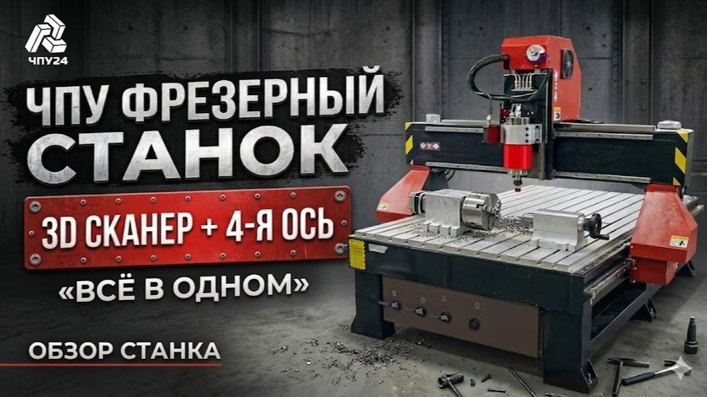 ЧПУ фрезерный станок, 3д сканер, четвертая токарная ось - все в одном станке!
