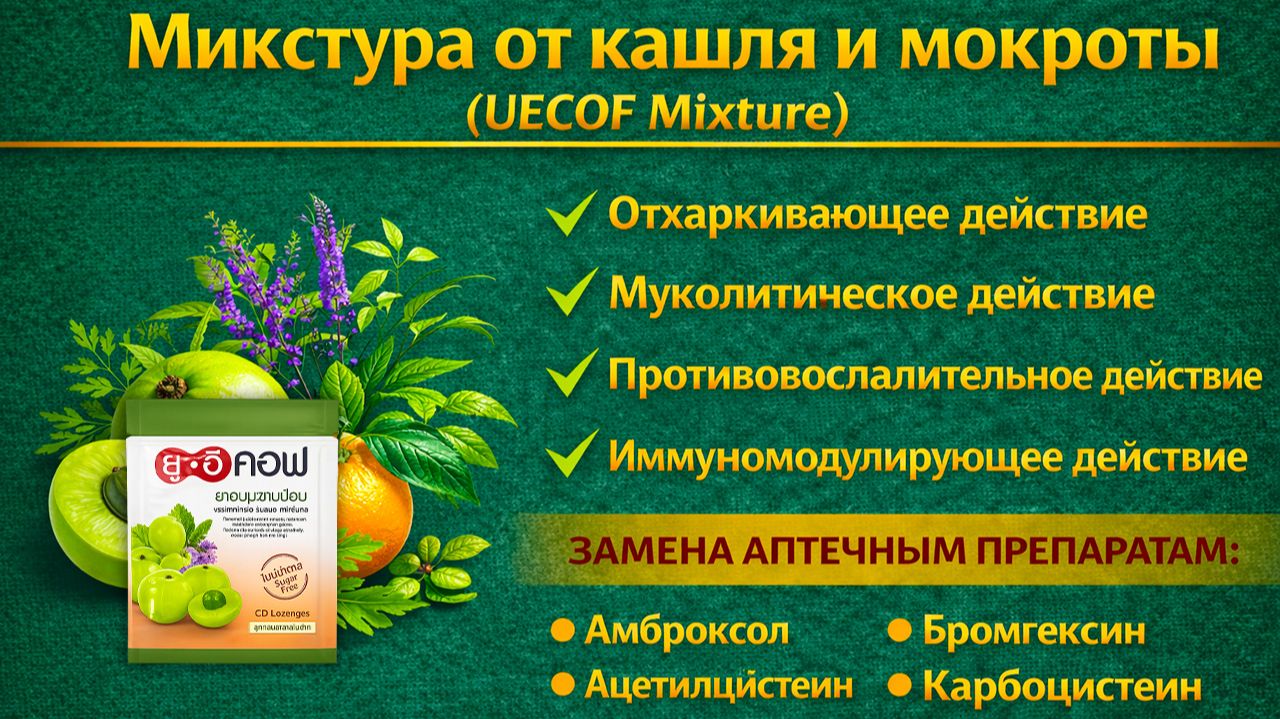 Микстура от кашля и мокроты (UECOF Mixture) драже