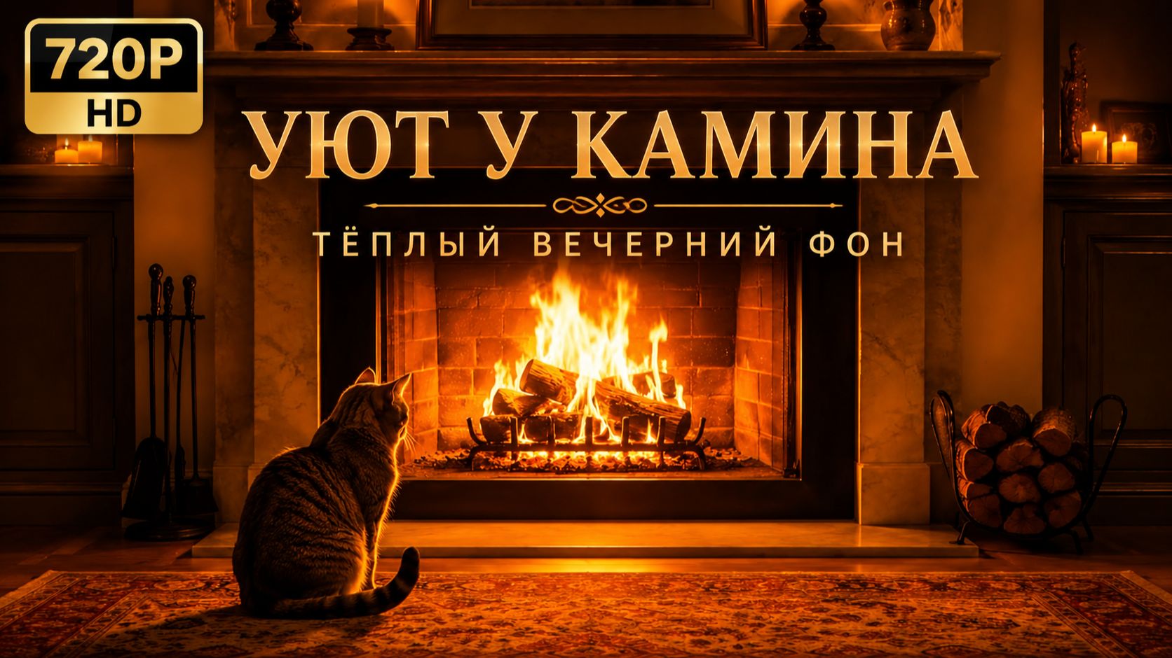 Уют у камина — тёплый вечерний фон