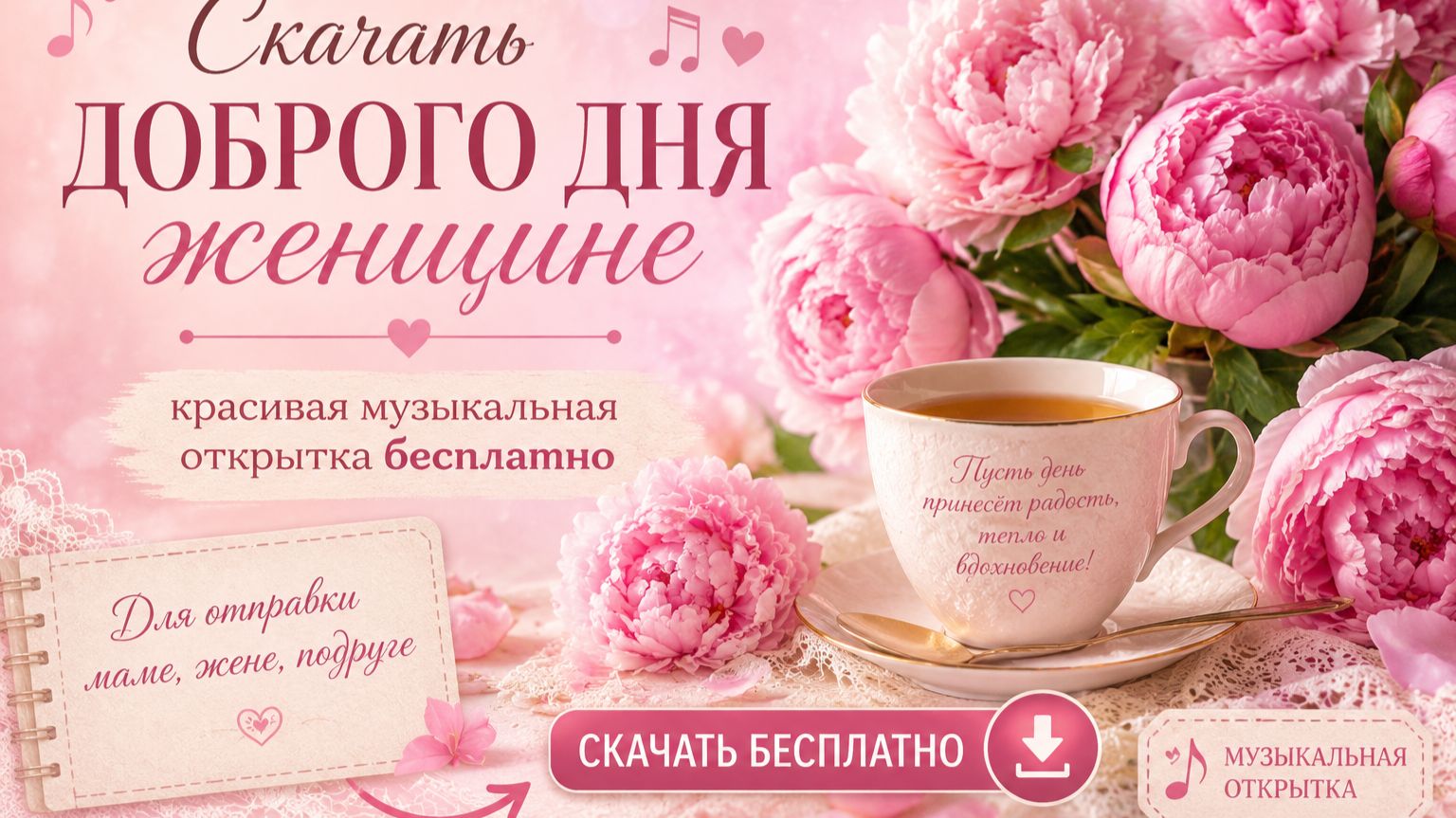 Пожелания с добрым утром любимой – красивая музыкальная открытка с нежностью