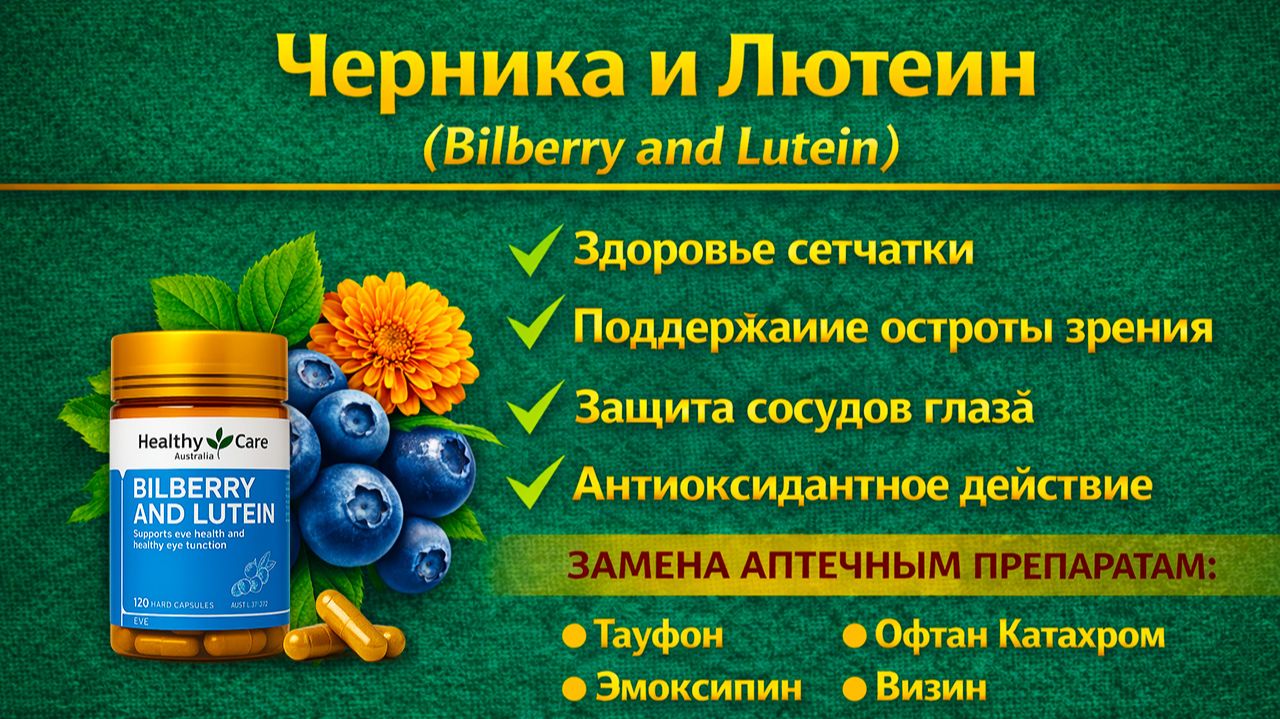 Черника и Лютеин (Bilberry and Lutein) капсулы