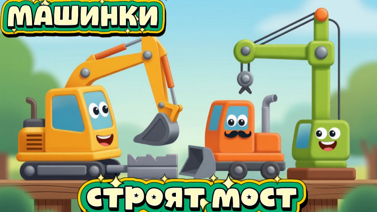 Мультики про Машинки, большие машинки строят мост