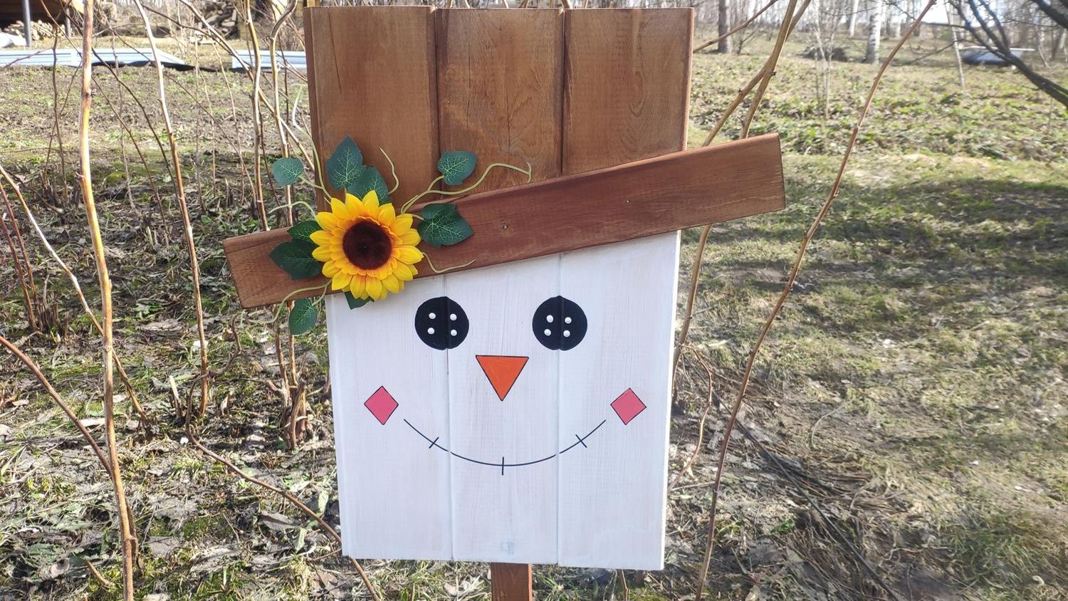 Как сделать огородное садовое пугало садовый декор из дерева Старых досок