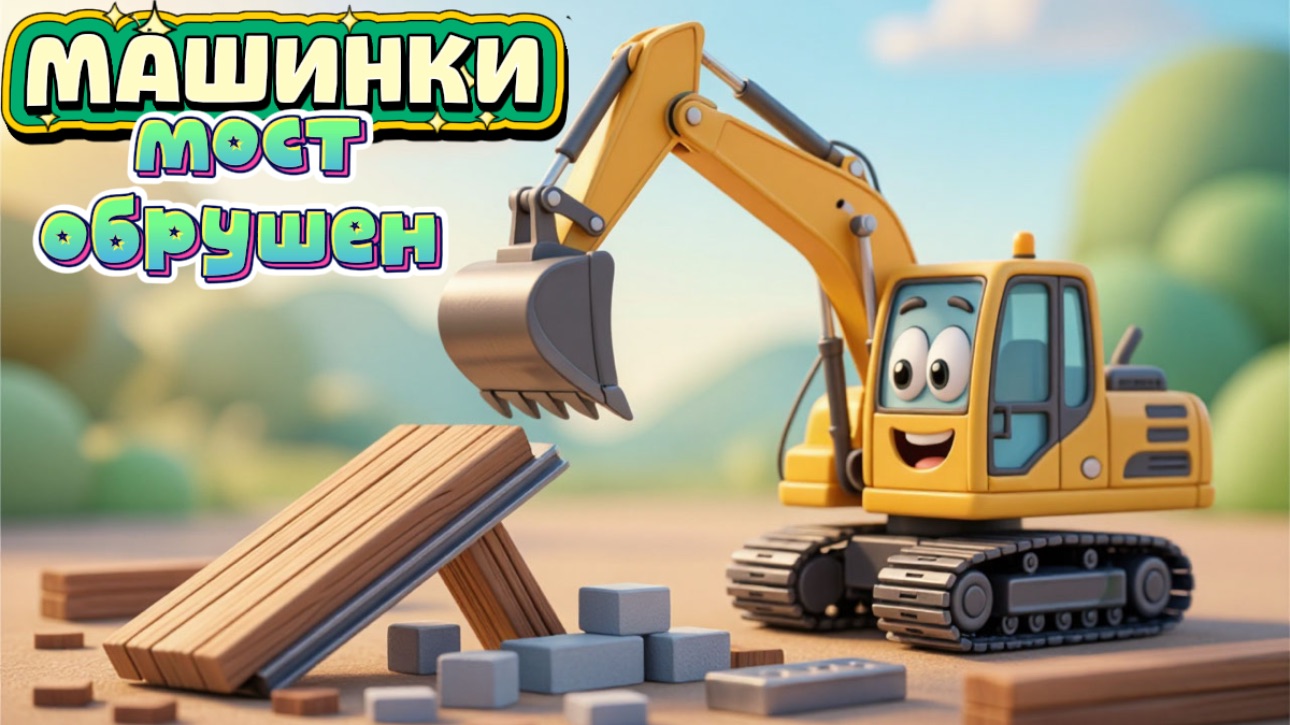 Мультики про Машинки, Рухнул мост , большие машинки ремонтируют