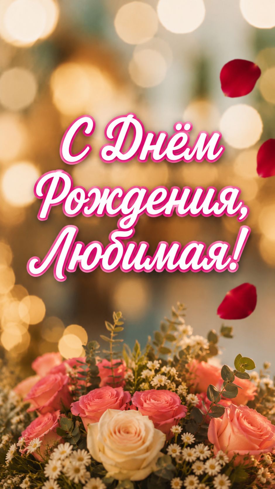 С Днём рождения, любимая! (Лепестки Роз.)