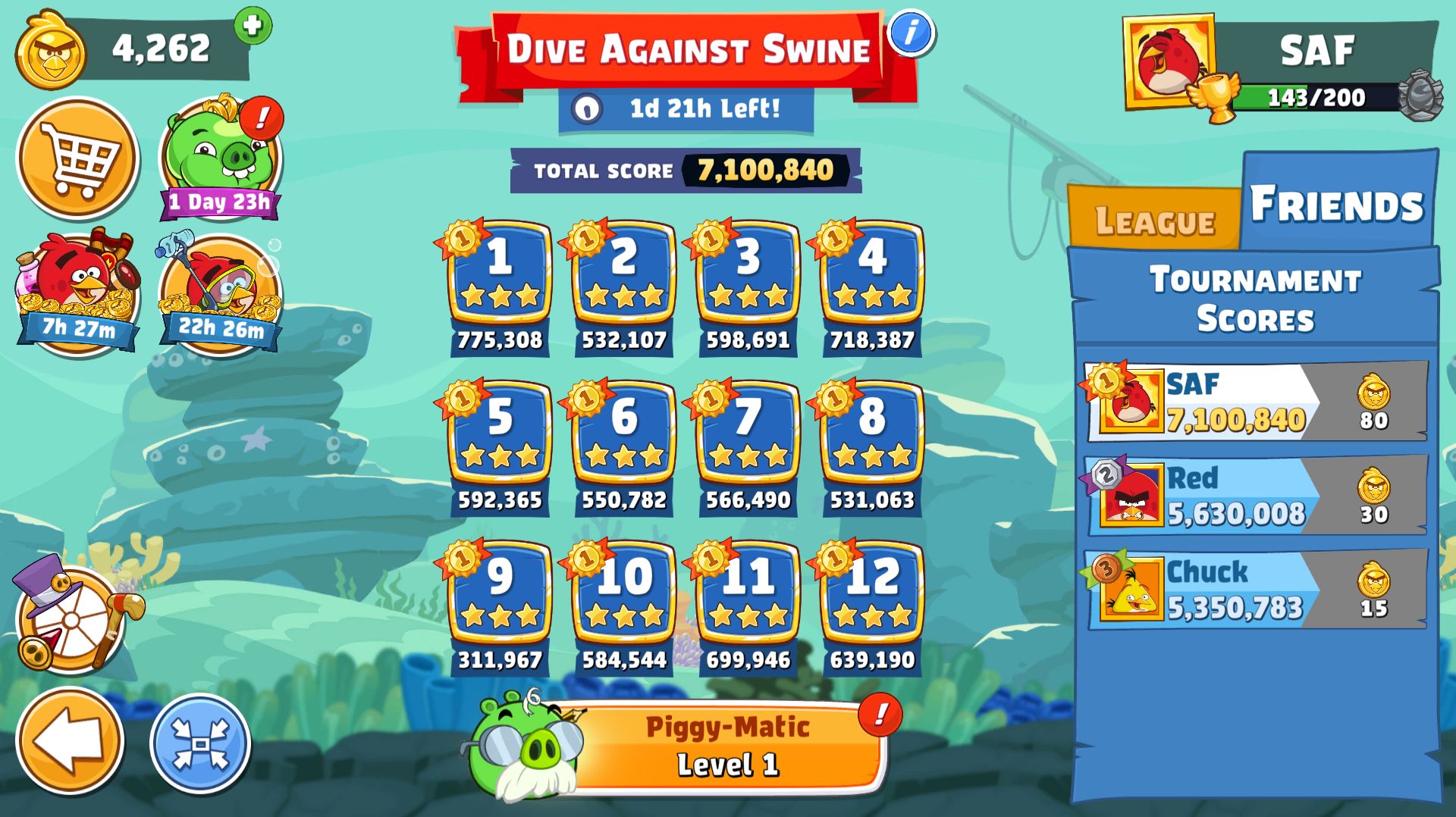Angry Birds Friends. Dive Against Swine (06.062026). Все уровни 3 звезды. Прохождение от SAFa.