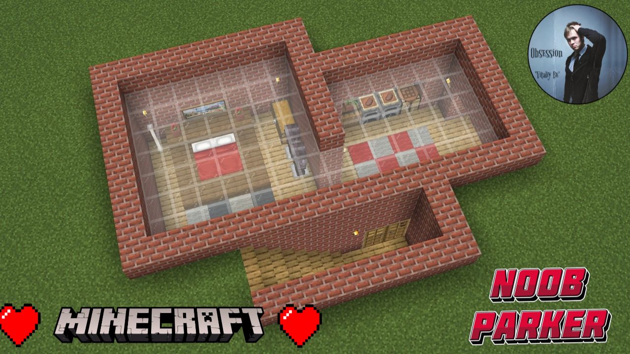 Майнкрафт - Как построить кирпичный подземный стартовый дом-базу. Minecraft.