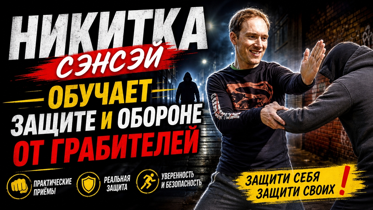 Никитка сэнсэй учит защите и обороне от грабителей