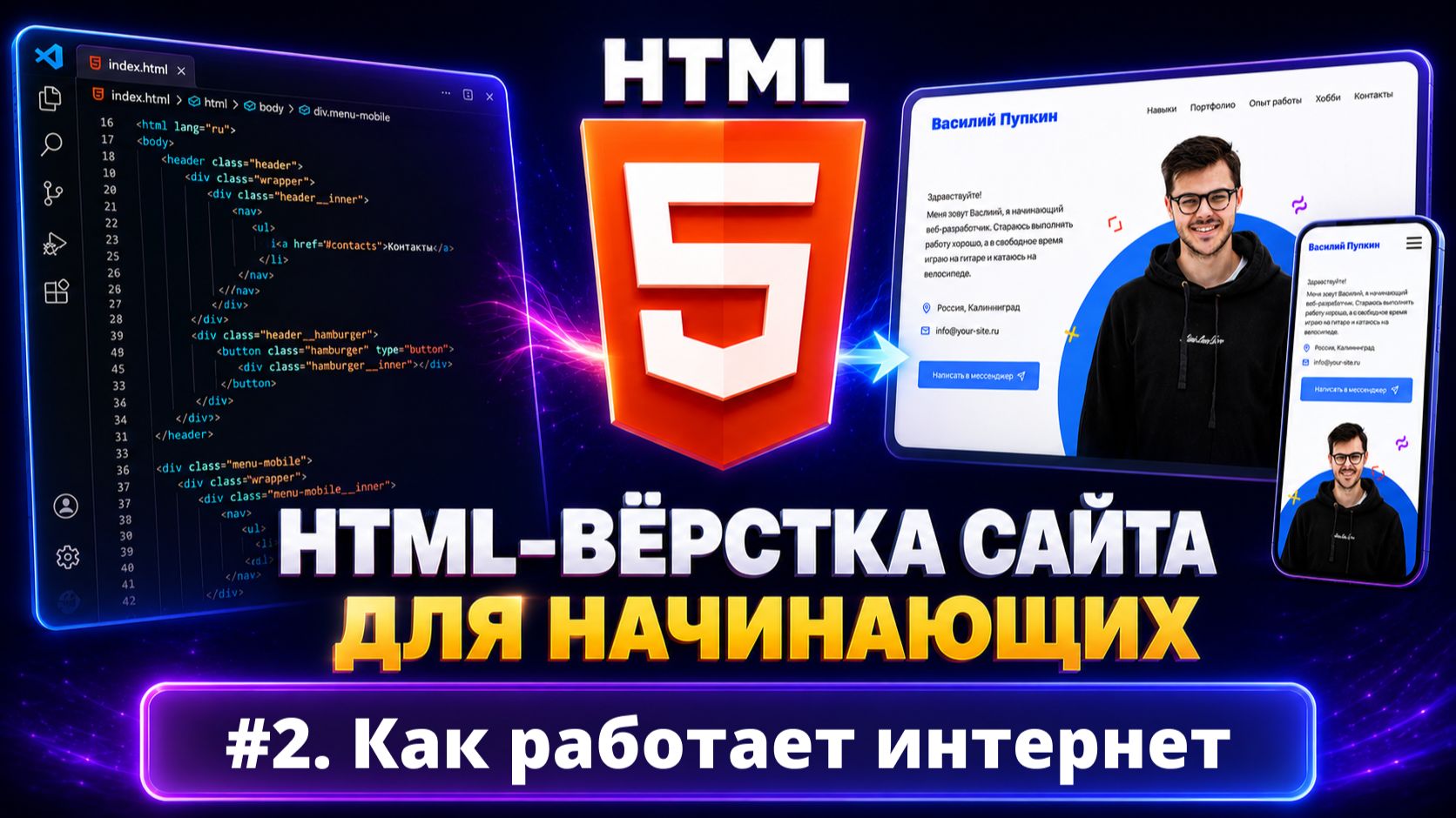 Урок #2 — Как работает интернет / HTML-вёрстка сайта для начинающих