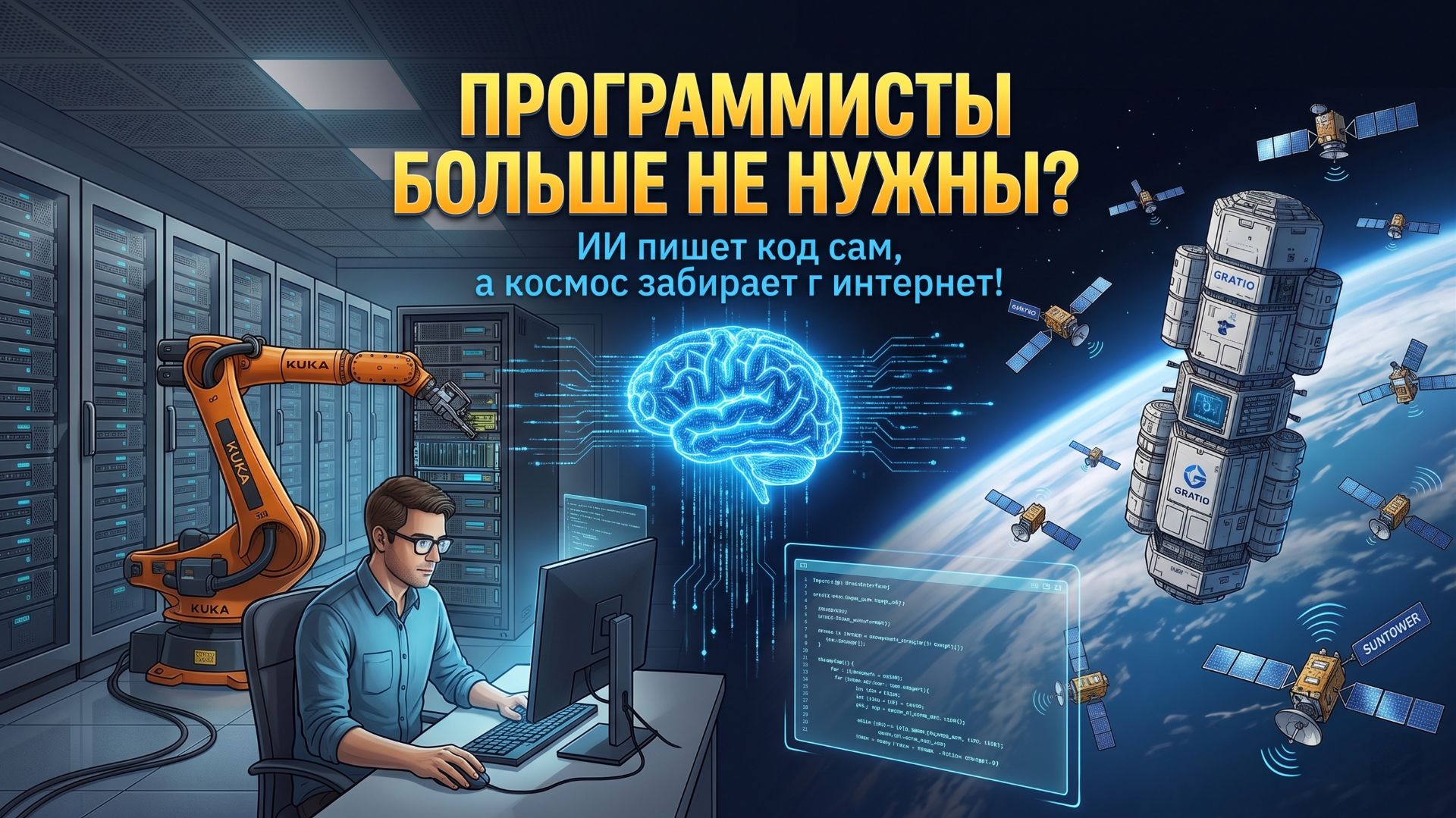 КОНЕЦ ЭРЫ ПРОГРАММИСТОВ: ИИ пишет код сам, а Google и SpaceX уносят интернет в космос!